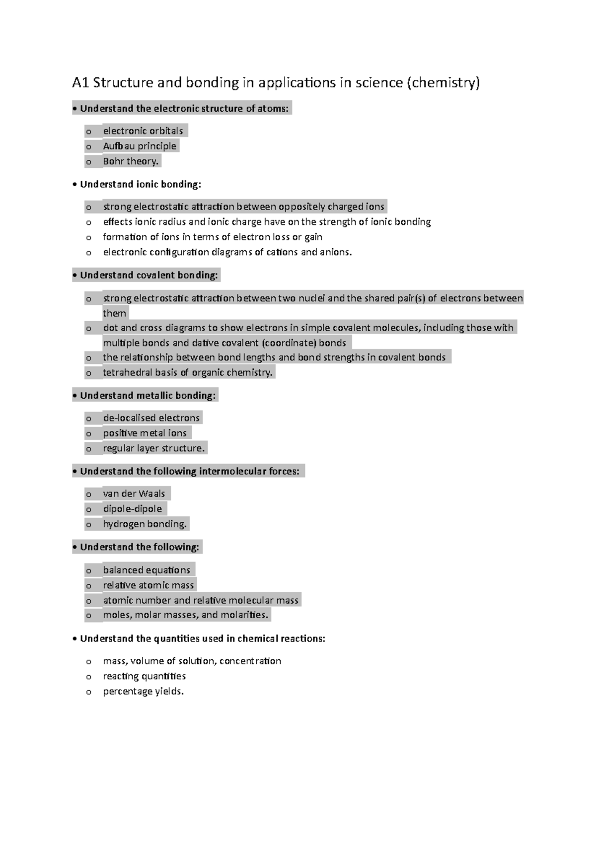 A1 Structure and bonding in applications in science - Understand ionic ...