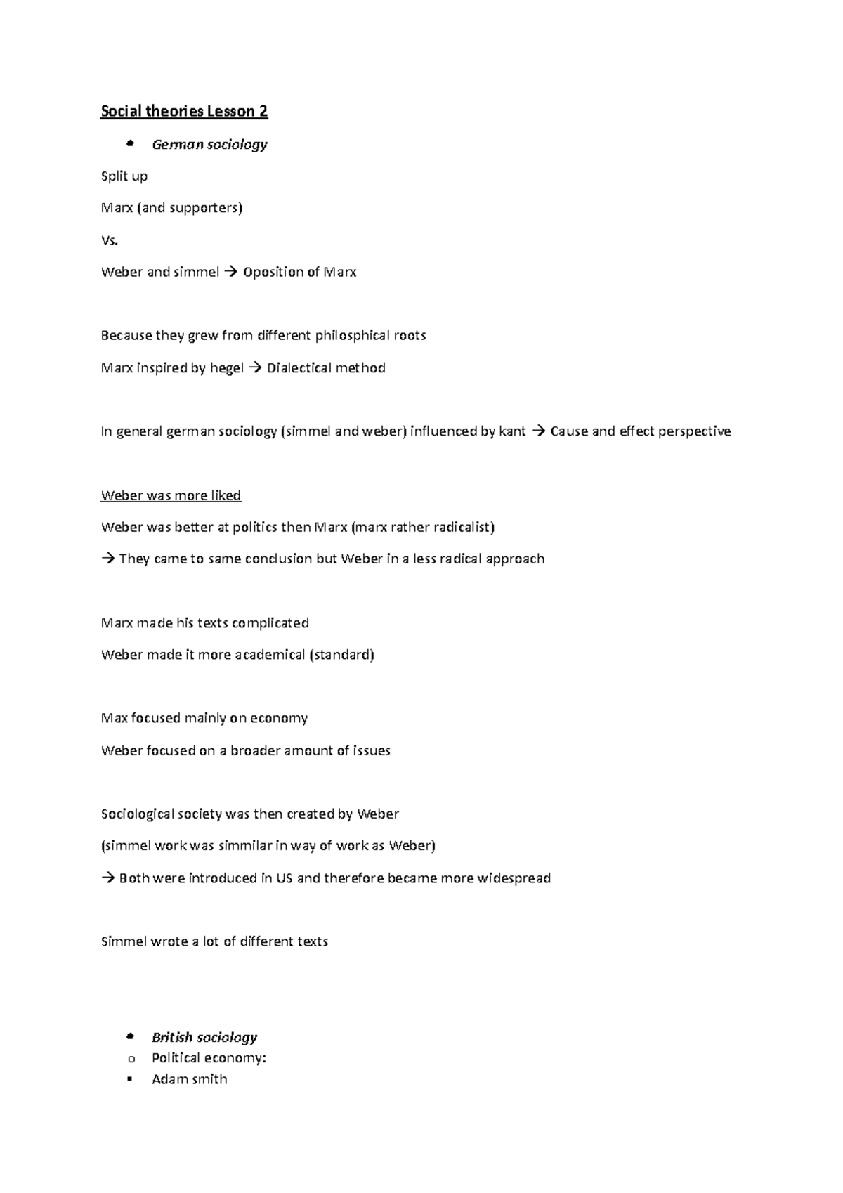 Social theories Course 2 summary - Social theories Lesson 2 German ...