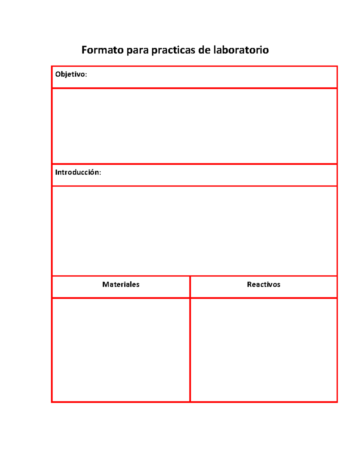 Formato para reporte de laboratorio - Químicas - Formato para practicas de laboratorio Objetivo ...