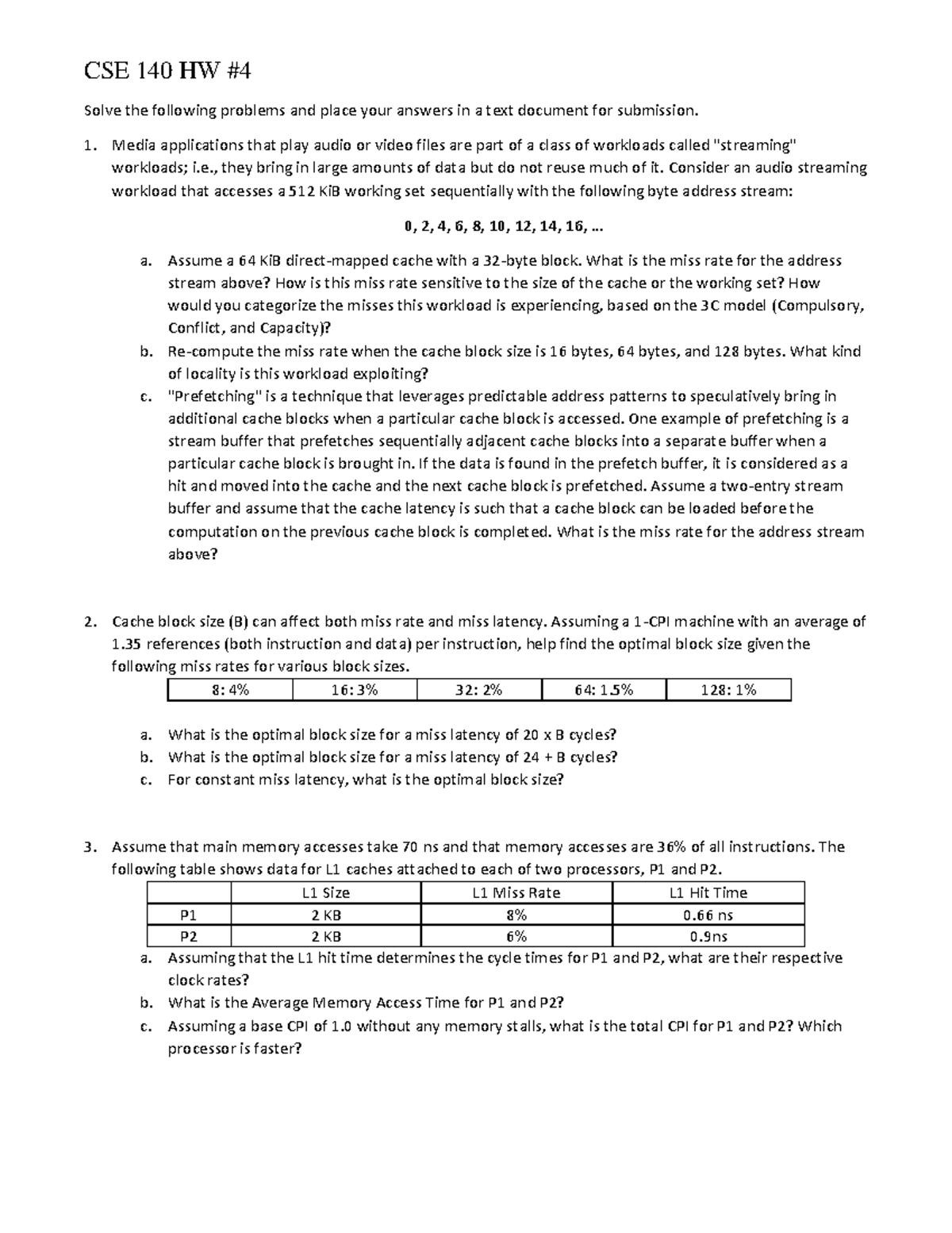 CSE140 HW4 - Professor Leung - CSE 140 HW Solve the following problems and place your answers in ...