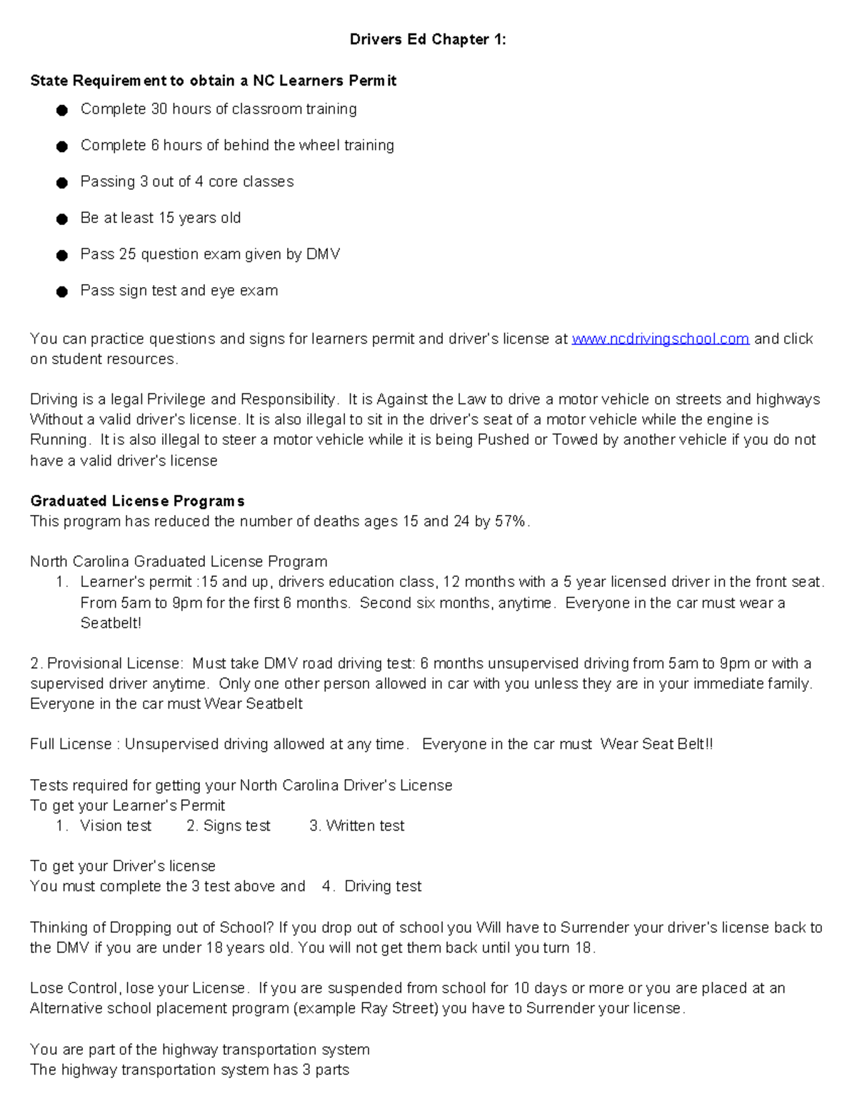 Drivers Ed# 1 Chap. 1-6 1 revised - Drivers Ed Chapter 1: State ...