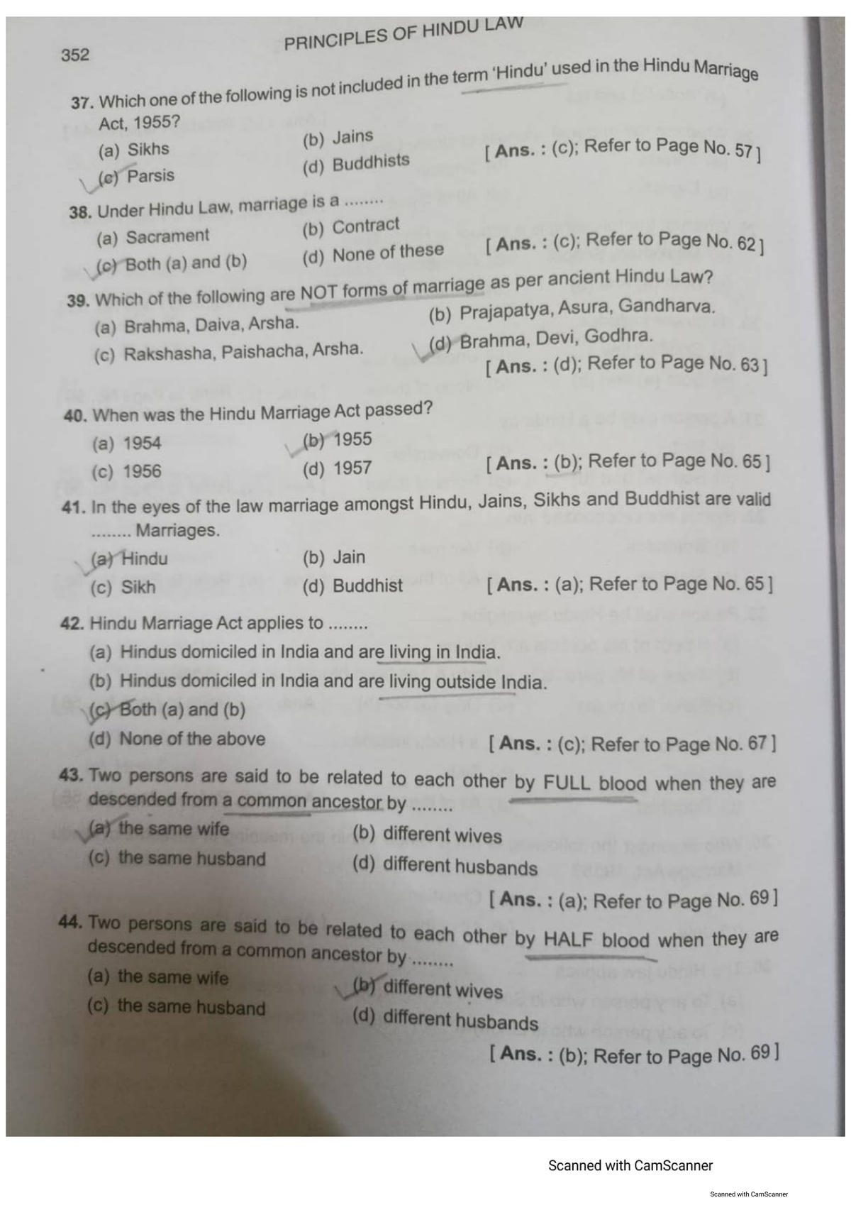 Family law 2 mcqs questions along with answers - Bachelor of ...