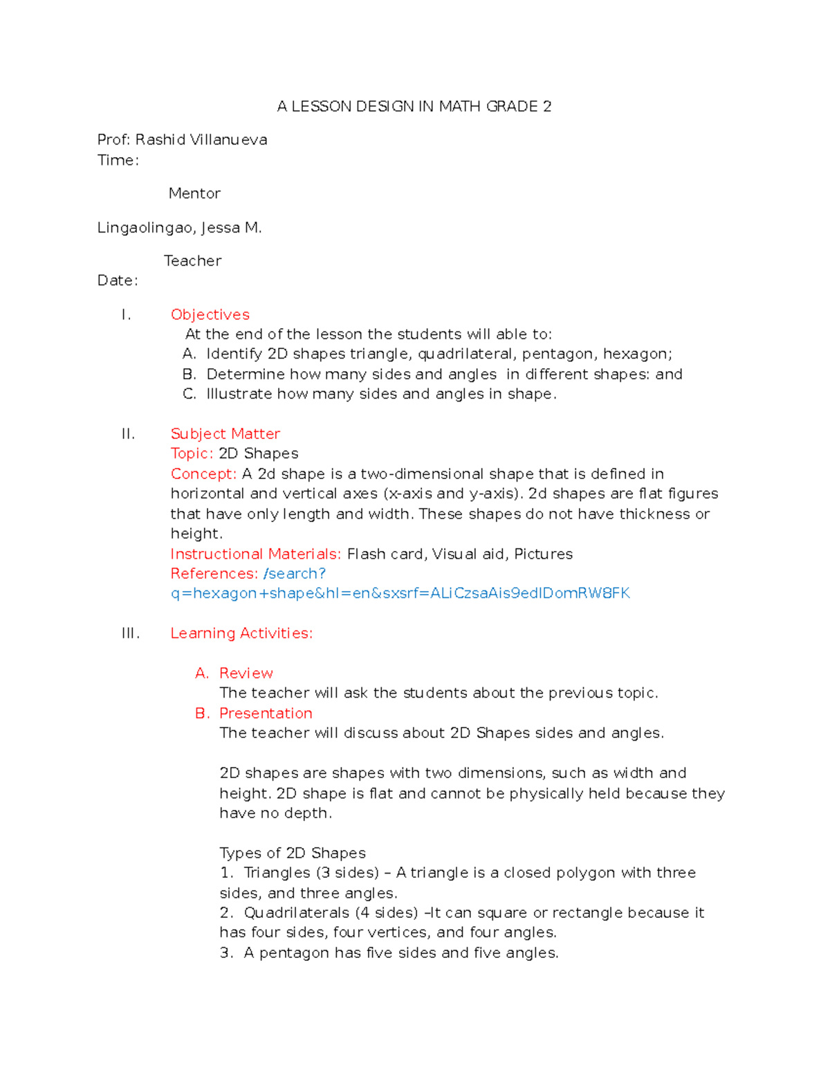 A Lesson Design IN MATH Grade 2 - A LESSON DESIGN IN MATH GRADE 2 Prof ...