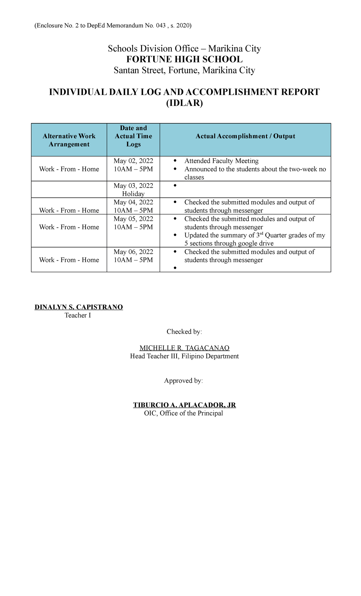 05.02-06.2022 Idlar - huijujo;u[o - (Enclosure No. 2 to DepEd ...