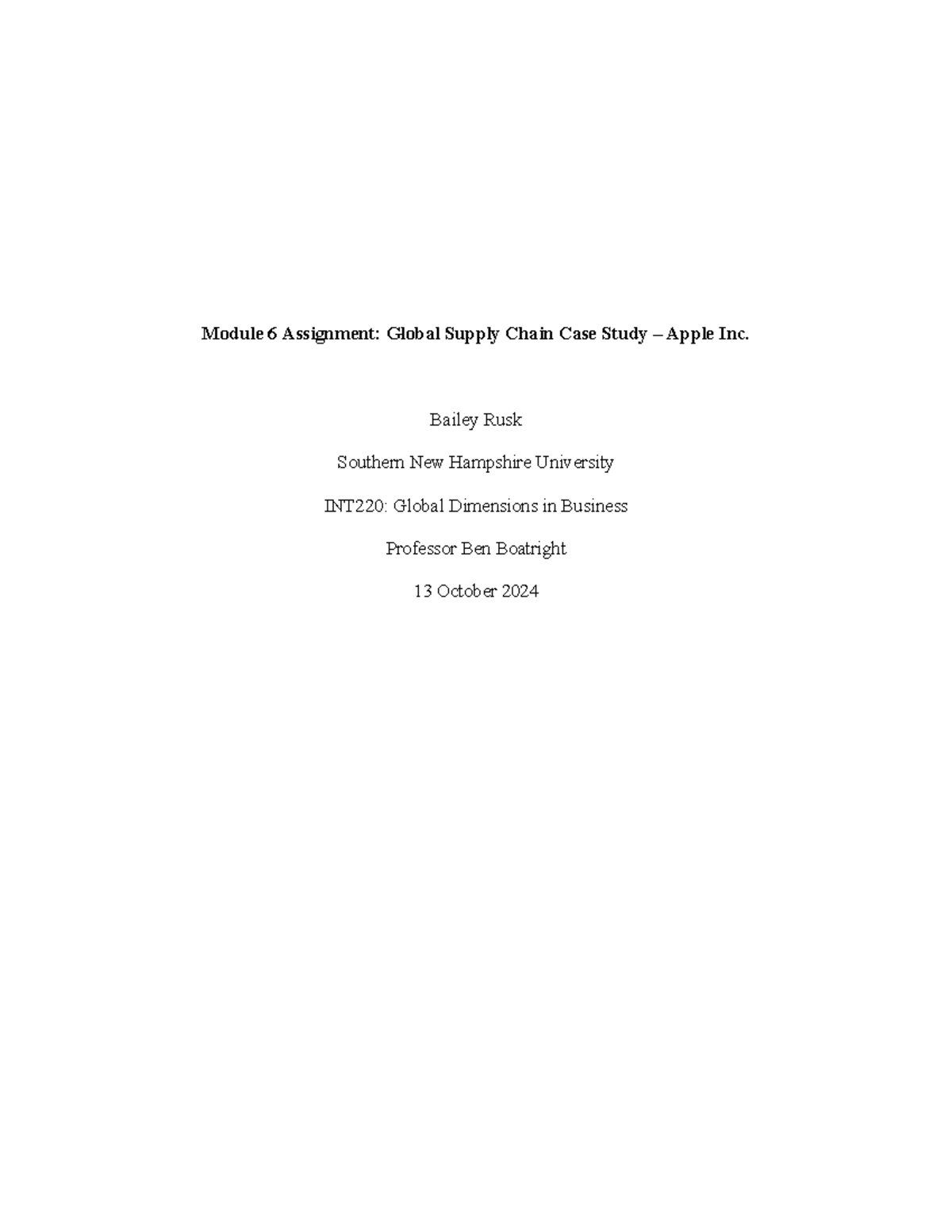 Module 6 Assignment - Apple Case Study - Module 6 Assignment: Global ...
