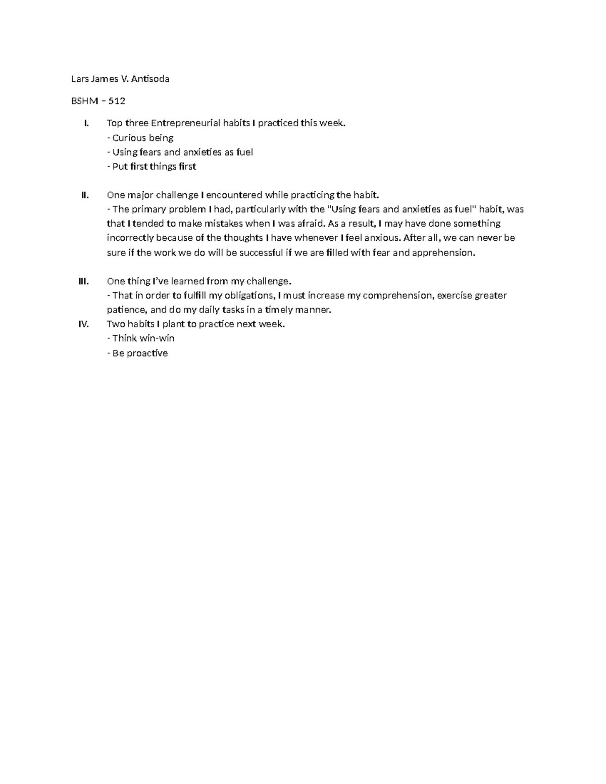 Jownal - journal entrep - Lars James V. Antisoda BSHM – 512 I. Top ...