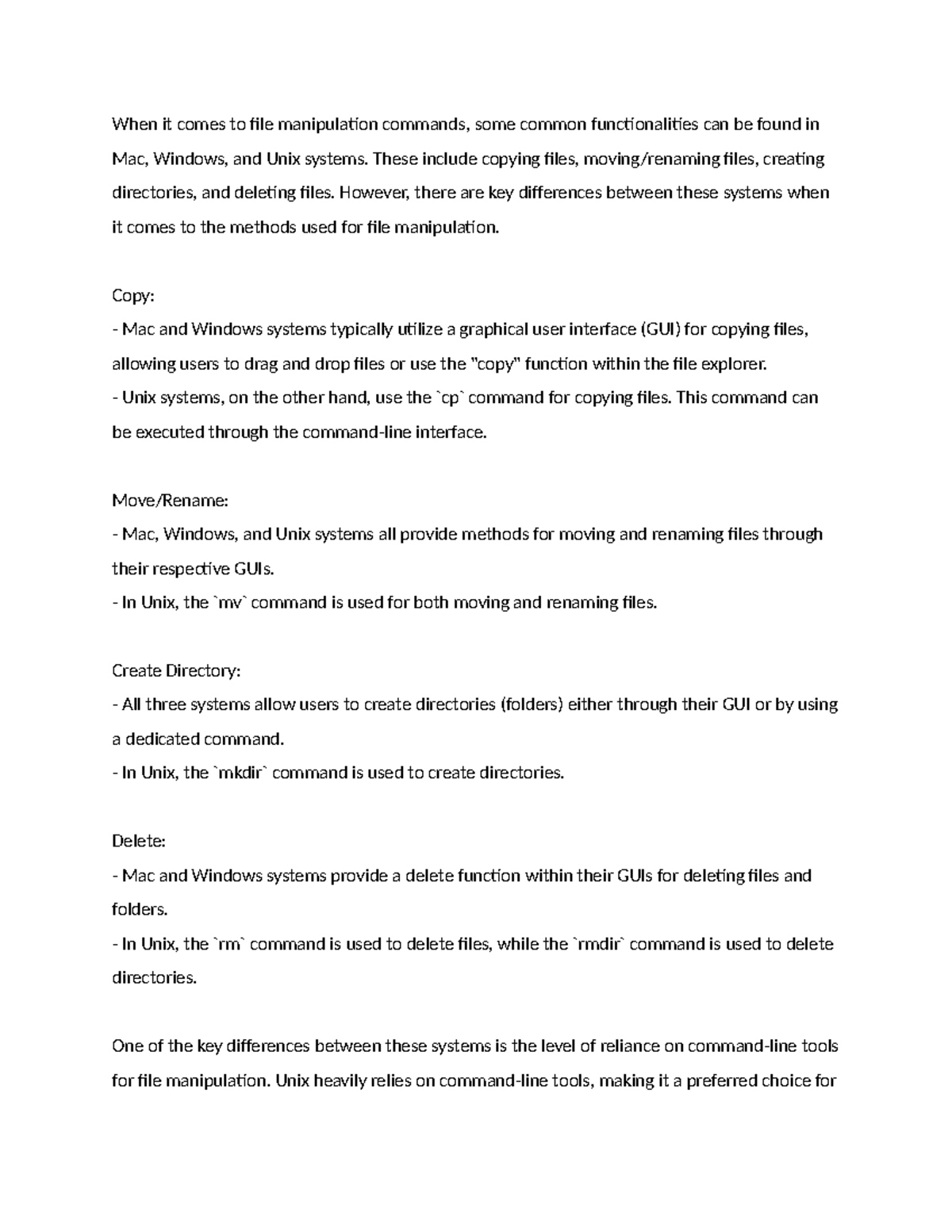 CS 3307 LJ U5 - Learning Journal unit 5 - When it comes to file manipulation commands, some ...