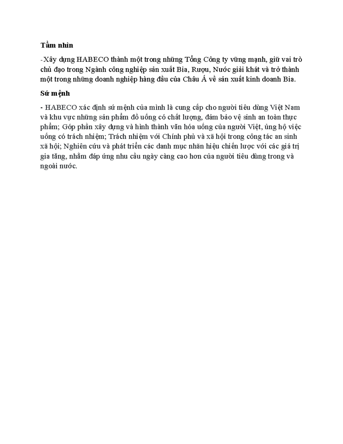 1 - dôdododod - Tầm nhìn - Xây dựng HABECO thành một trong những Tổng ...