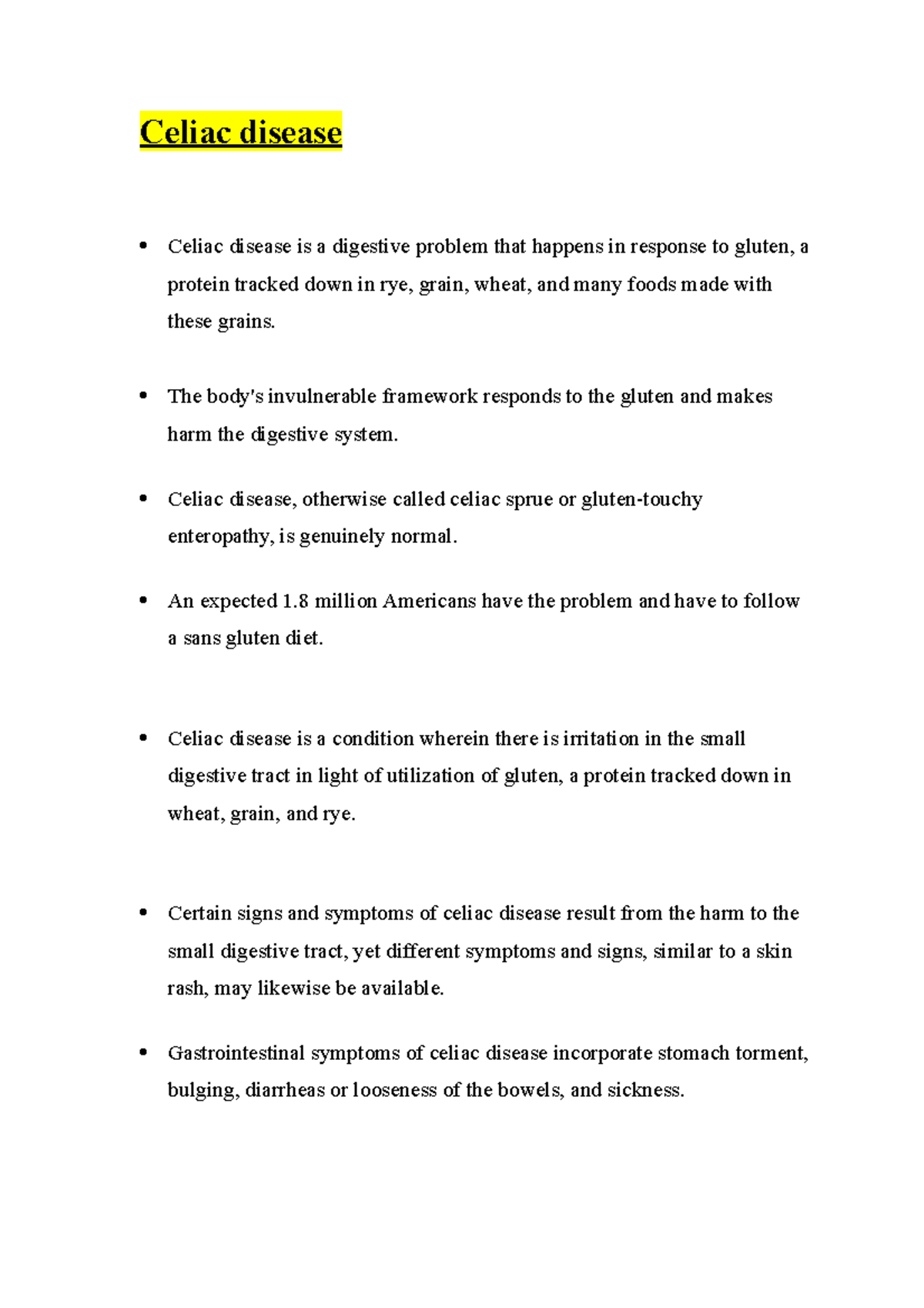 Celiac disease - Useful lecture notes - Celiac disease Celiac disease ...