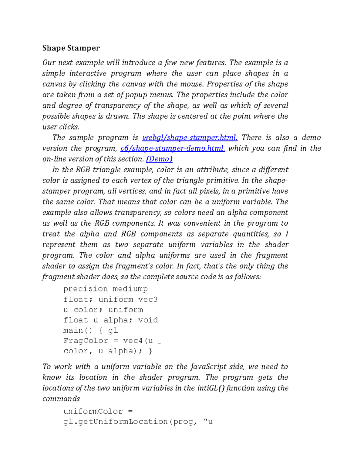 Shape Stamper - Shape Stamper Our next example will introduce a few new ...