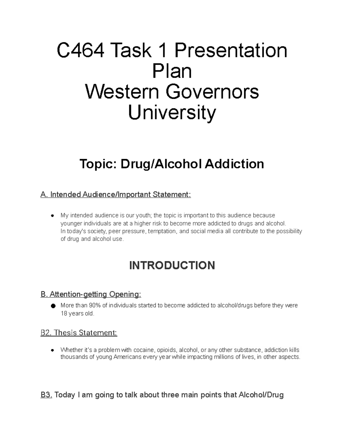 C464 Task 1 Presentation Plan (1) - C464 Task 1 Presentation Plan ...