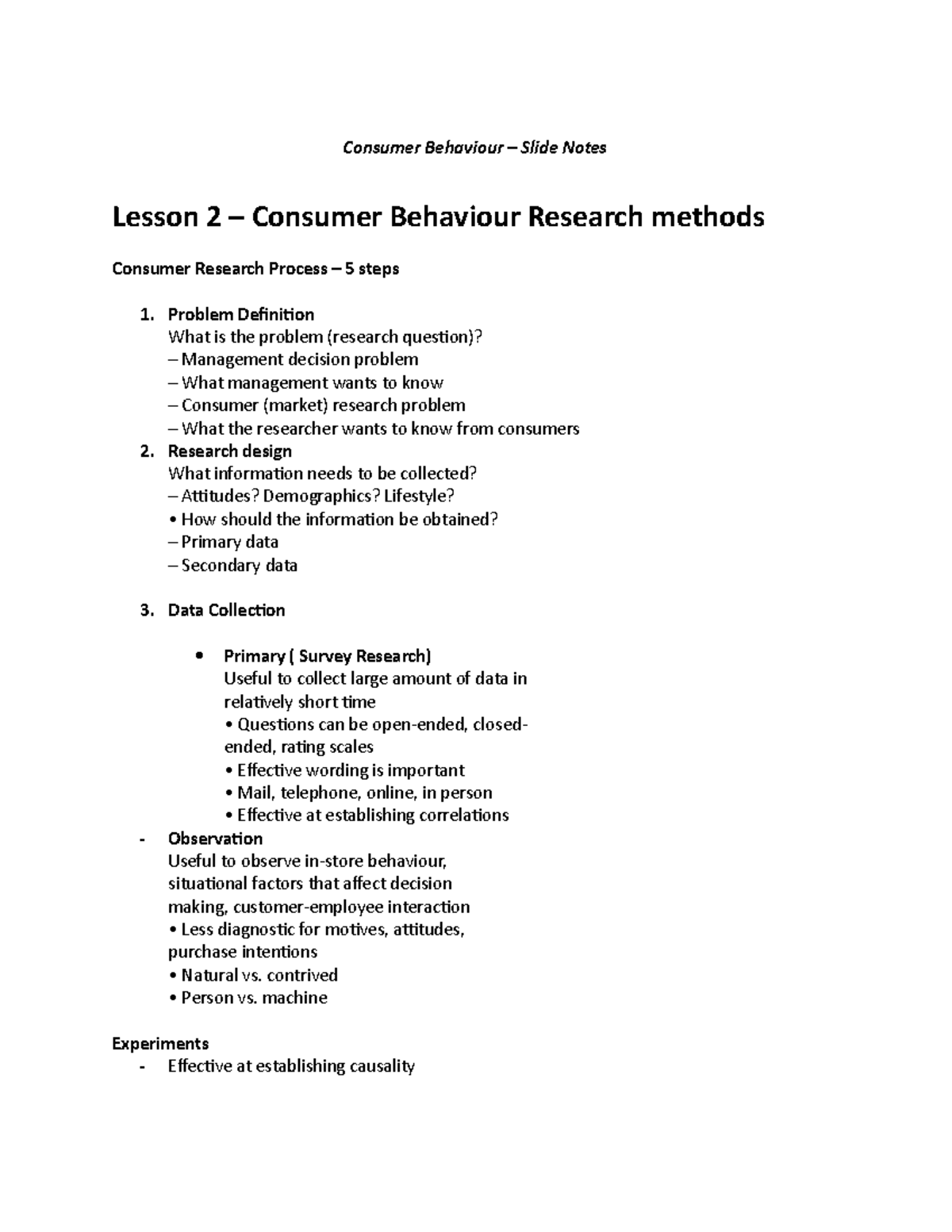 Consumer Behaviour slide notes - Consumer Behaviour – Slide Notes ...