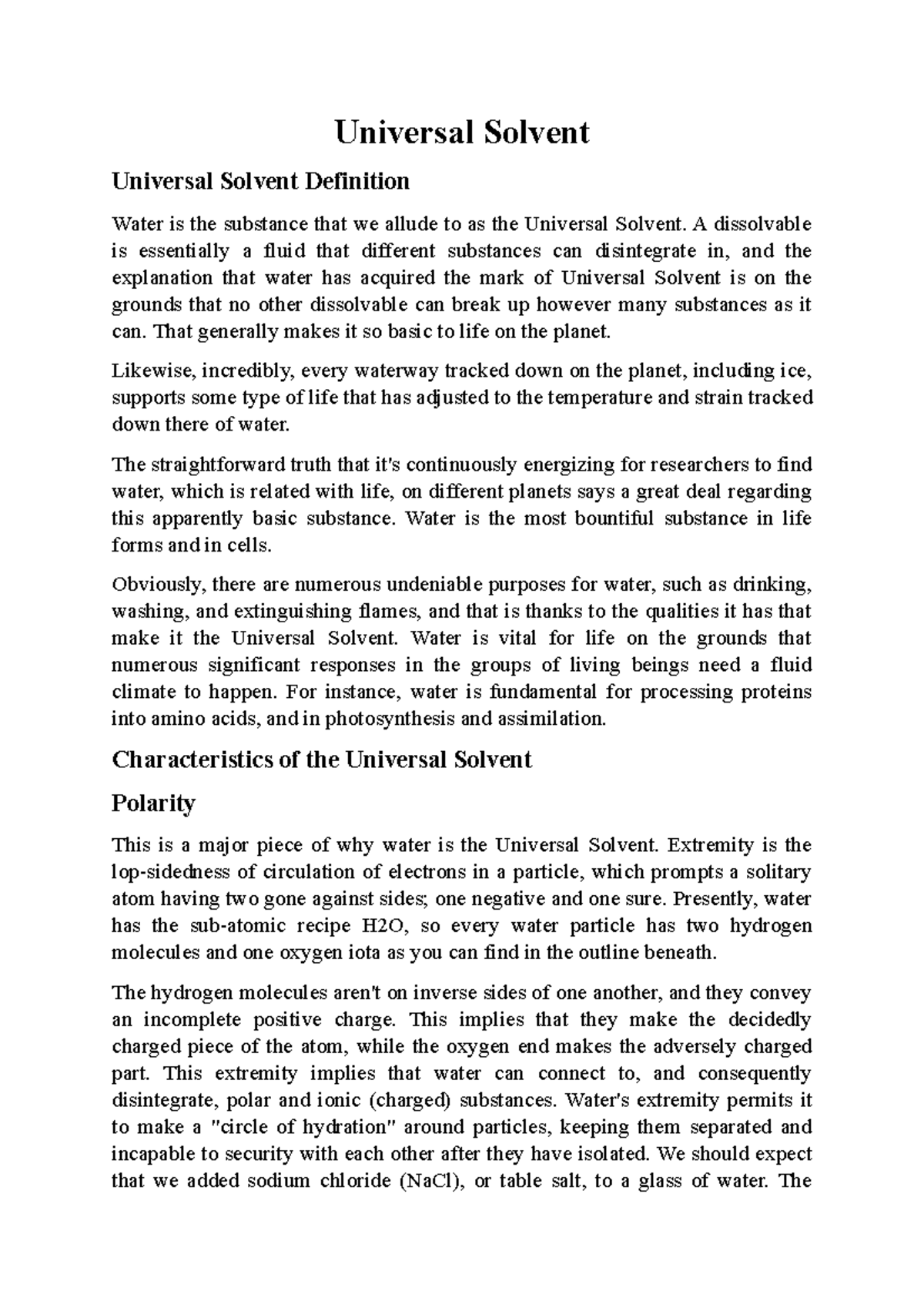 Universal Solvent - A dissolvable is essentially a fluid that different ...