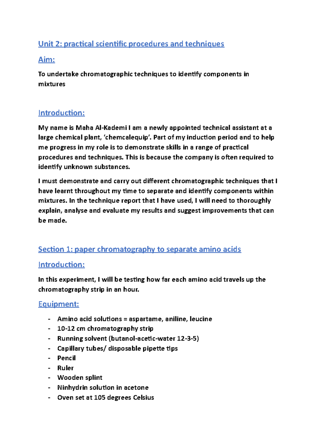 2c Chromatography 2 Unit 2 Practical Scientific Procedures And