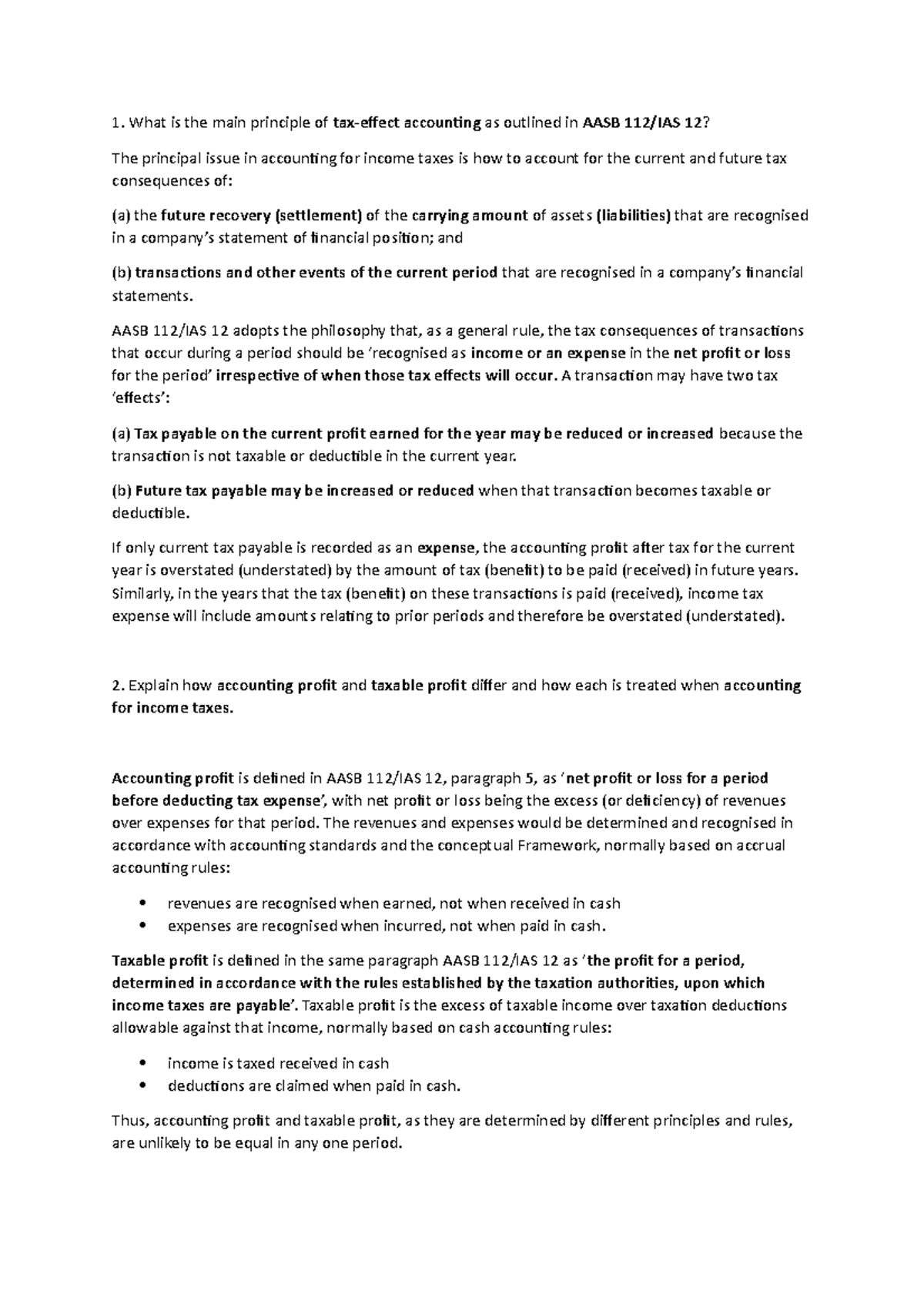 W5-Topic 5 - Tutorial anwer - What is the main principle of tax-effect ...