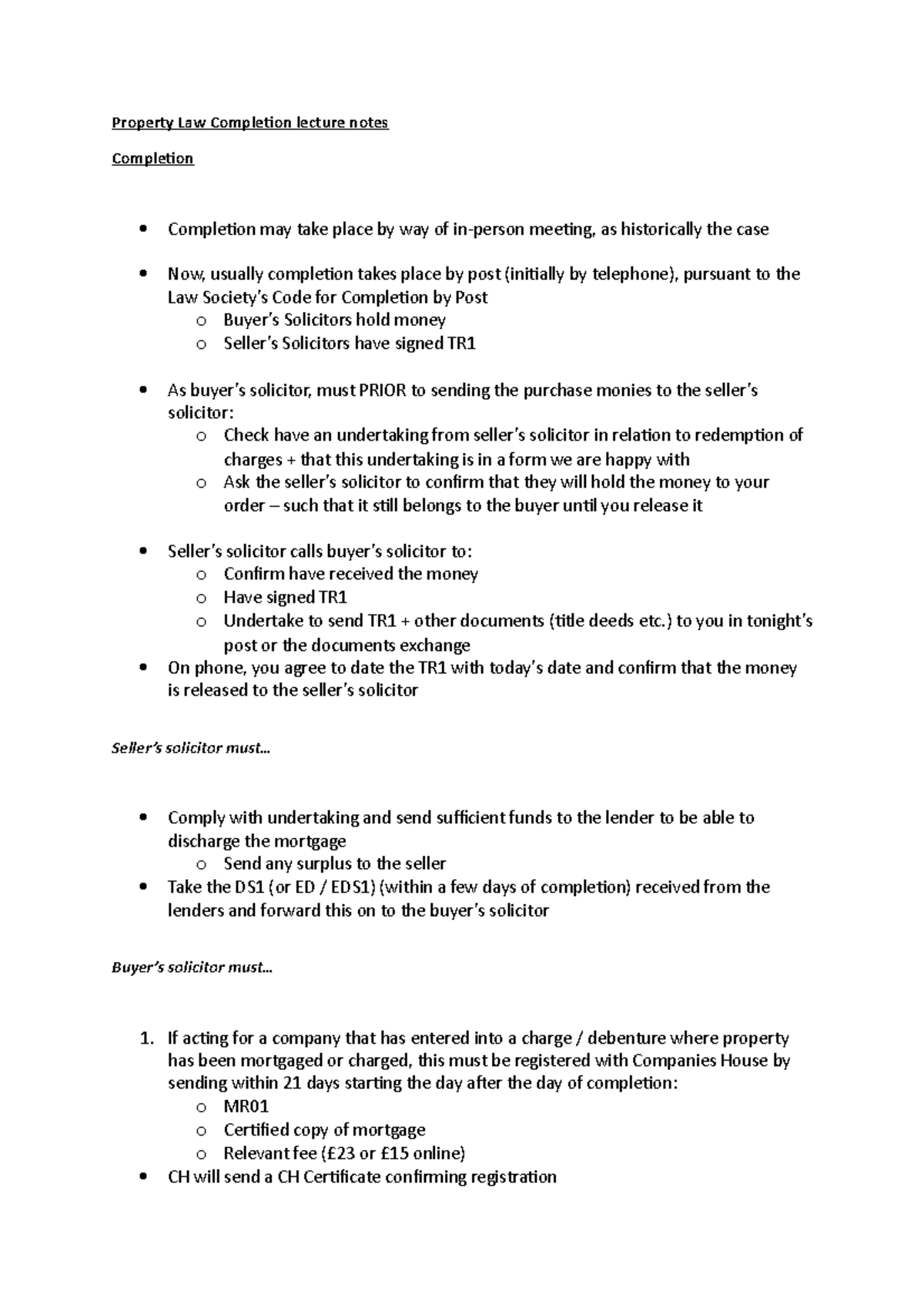 Property Law Completion lecture notes - Property Law Completion lecture ...