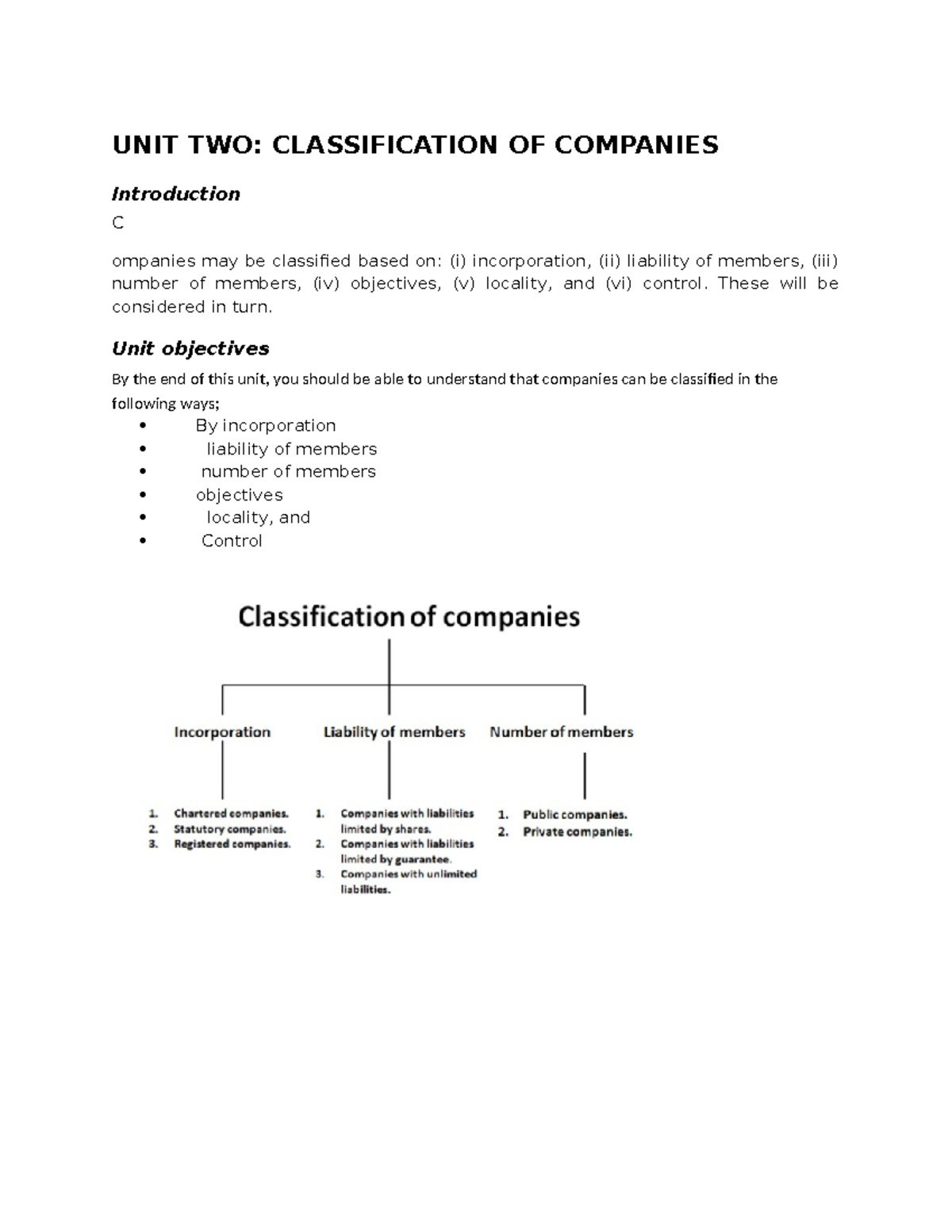 Inbound 4778790674084164863 - UNIT TWO: CLASSIFICATION OF COMPANIES Introduction C ompanies may ...