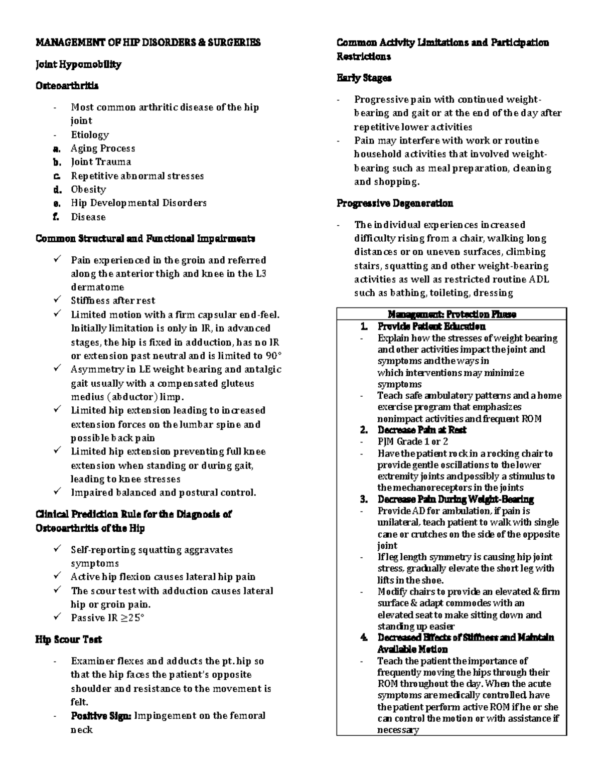 Management OF HIP Disorders - MANAGEMENT OF HIP DISORDERS SURGERIES ...