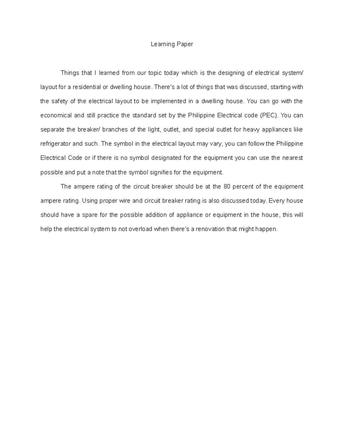 Learning Journal 1 - Learning Paper Things that I learned from our ...