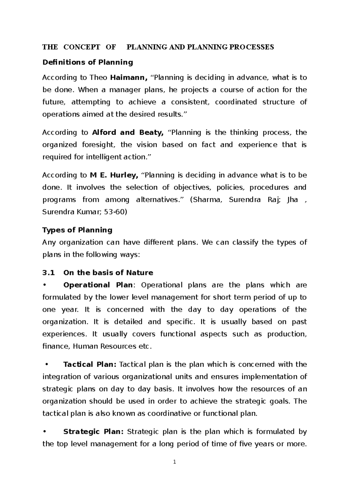2. THE Concept OF Planning AND Planning Procedure - THE CONCEPT OF ...