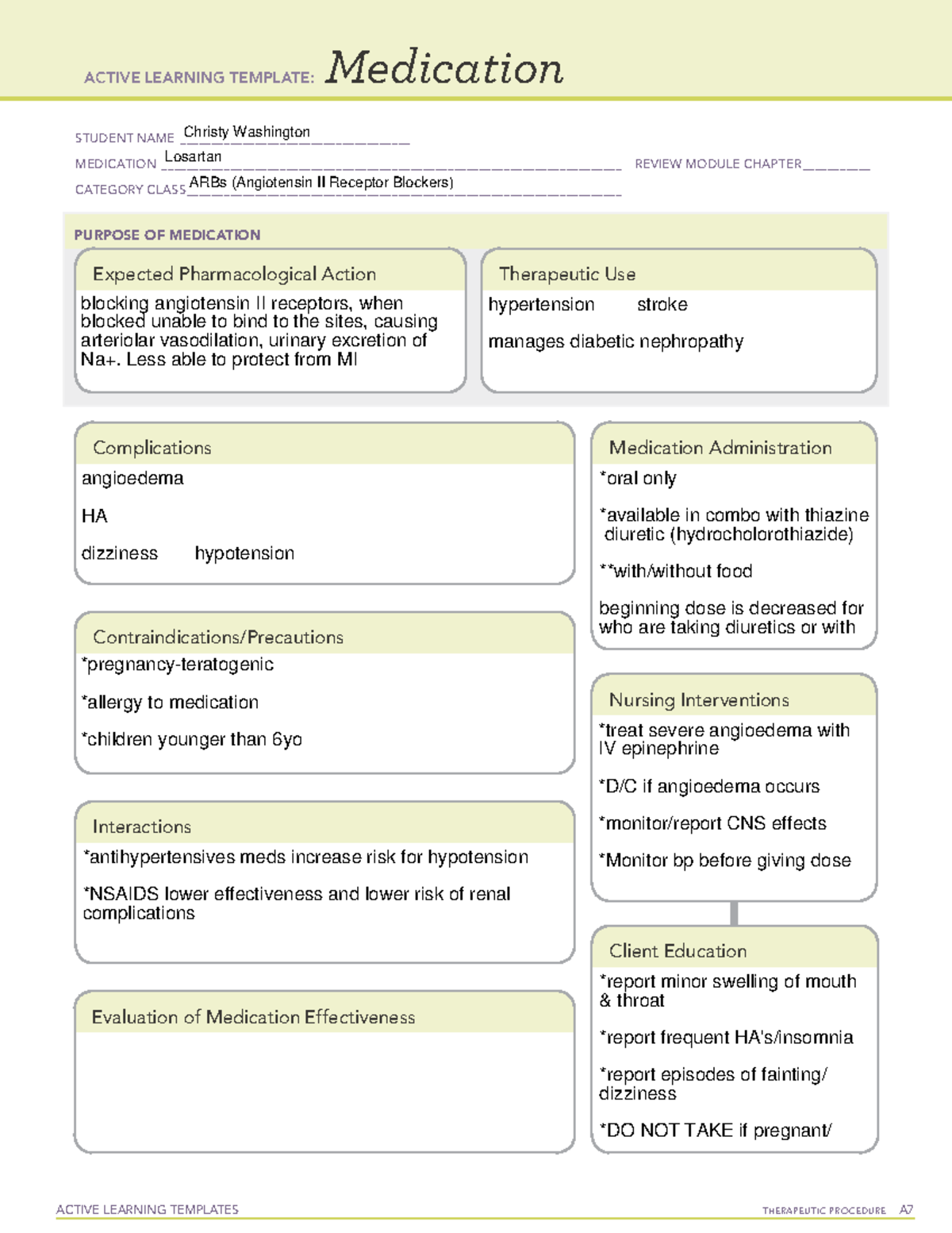 Losartan - medications - ACTIVE LEARNING TEMPLATES TherapeuTic ...