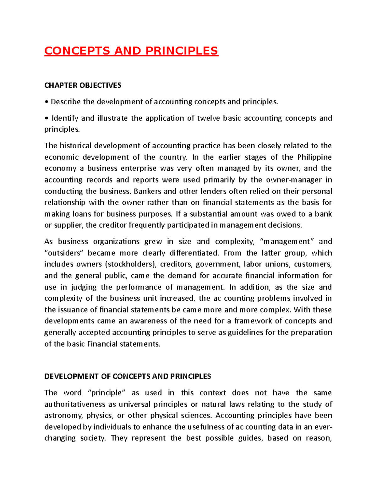 Concepts and Principles - Identify and illustrate the application of ...