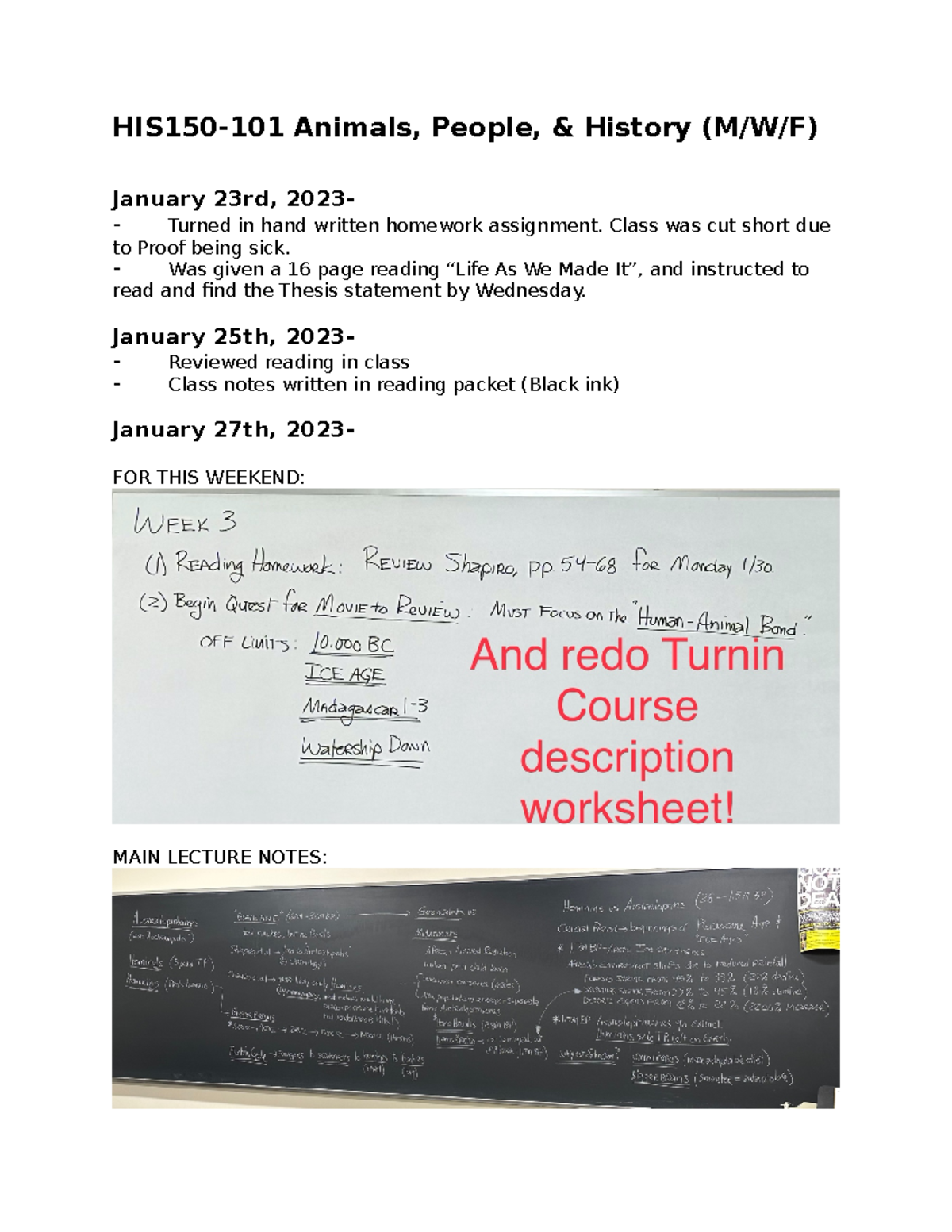 Animals People History: Lecture Notes and Class Discussions - Studocu