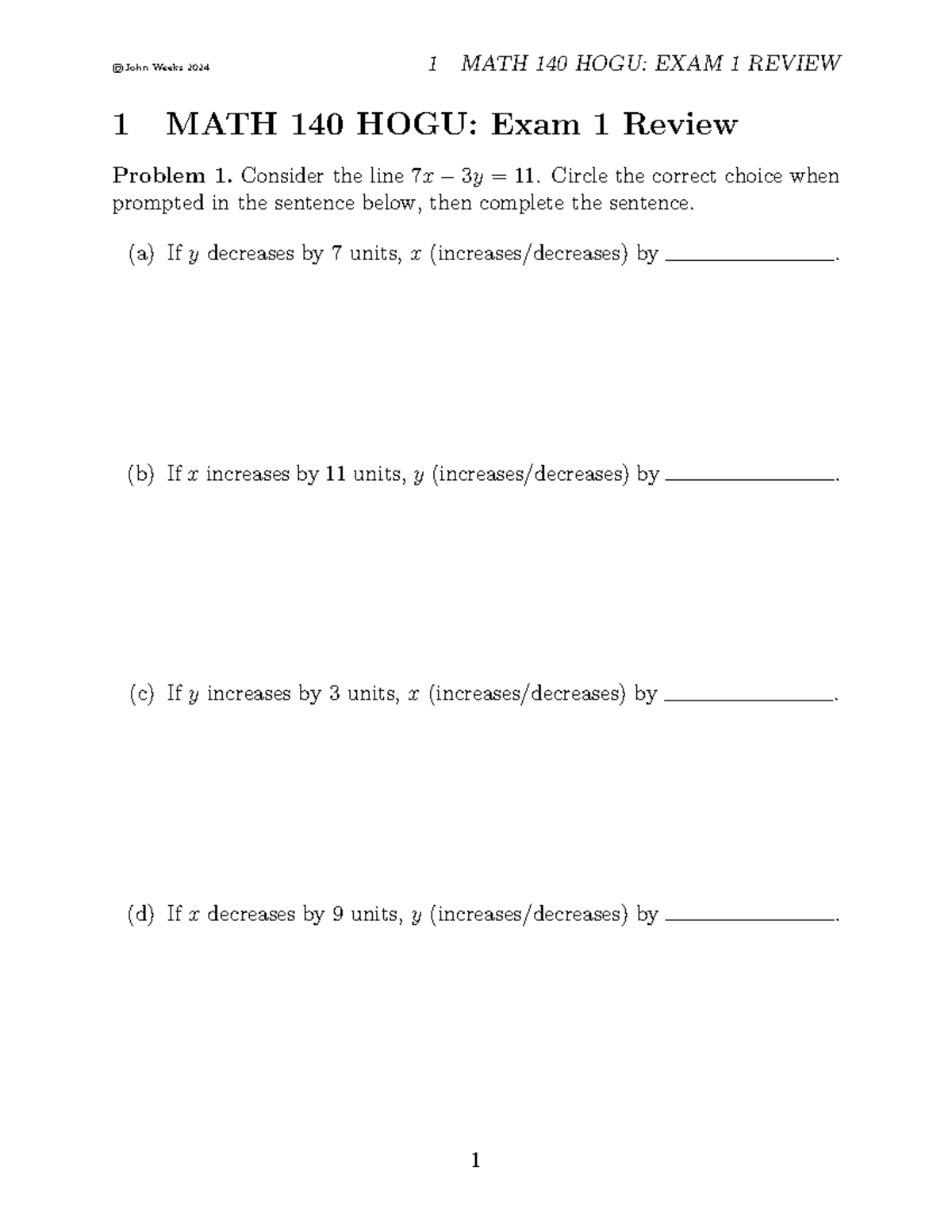 Exam 1 Review math 140 - 1 MATH 140 HOGU: Exam 1 Review Problem 1 ...