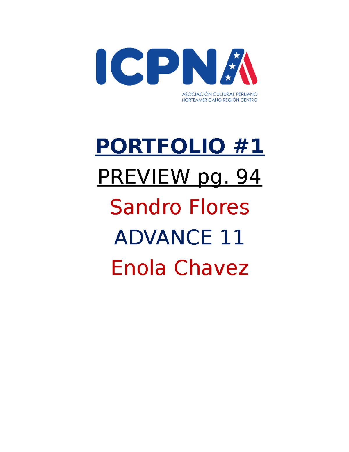 Portfolio 1 - Icpna - PORTFOLIO PREVIEW pg. 94 Sandro Flores ADVANCE 11 ...
