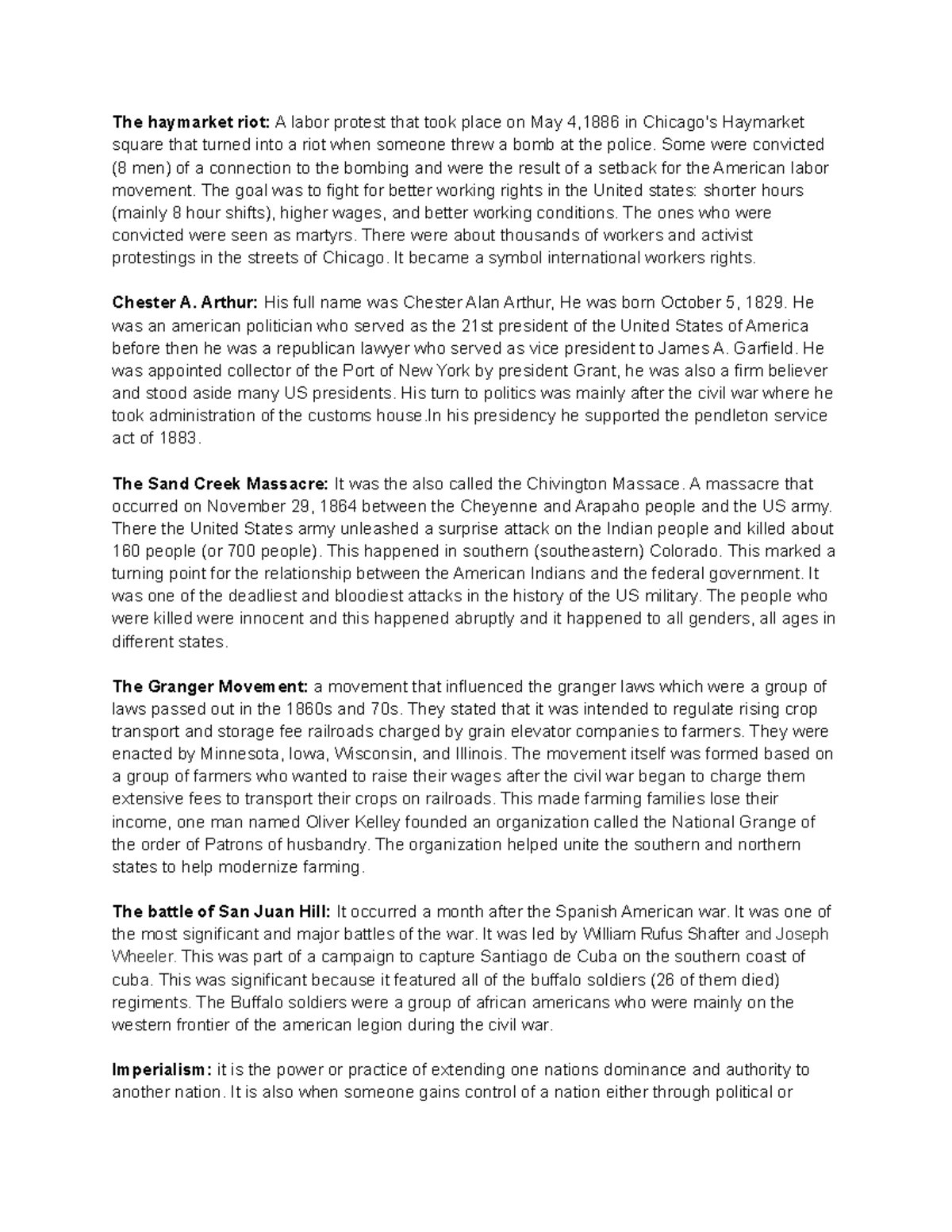 History study guide - The haymarket riot: A labor protest that took ...