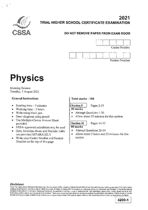 PEM 2021 Mathematics Standard 2 Trial HSC Examination paper - Student ...