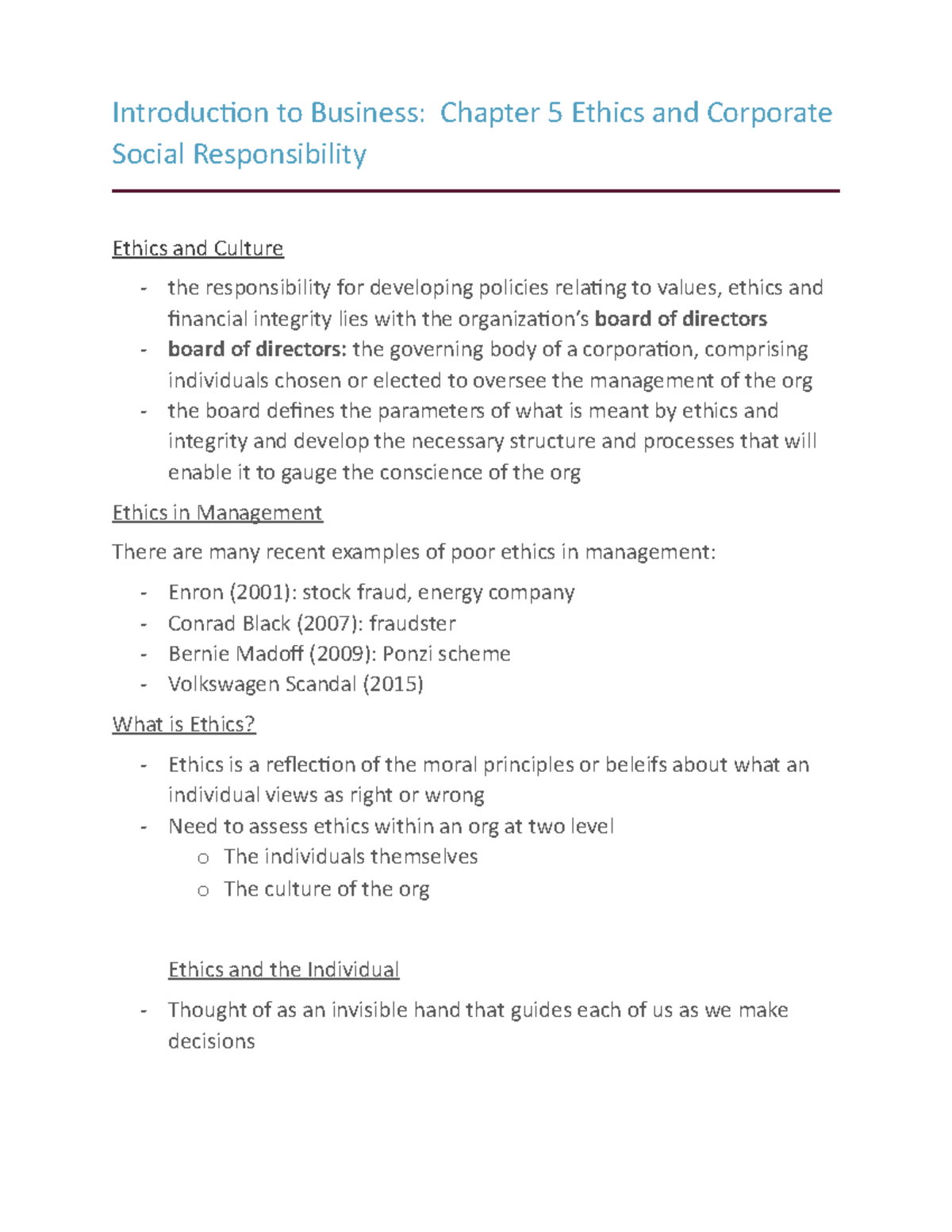 Intro to Business Chapter 5 - Introduction to Business: Chapter 5 ...