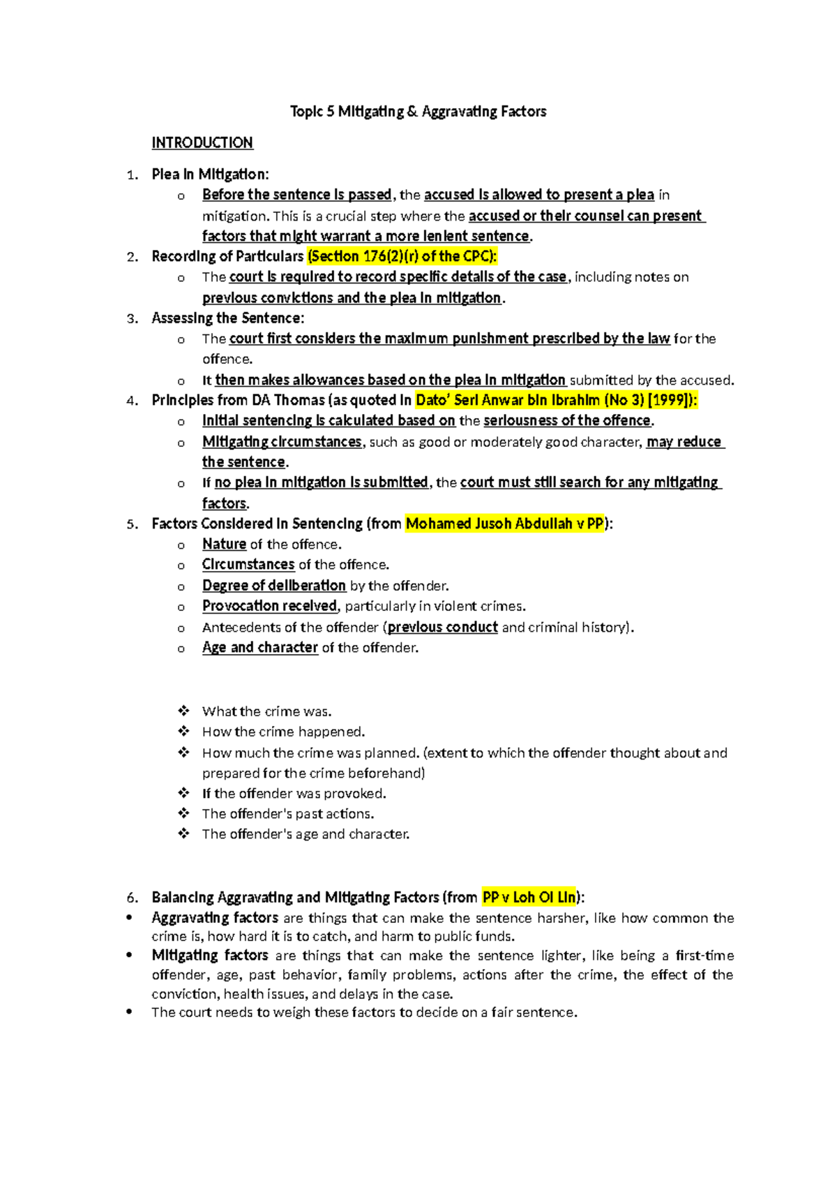 Topic 5 Mitigating & Aggravating Factors - Topic 5 Mitigating ...