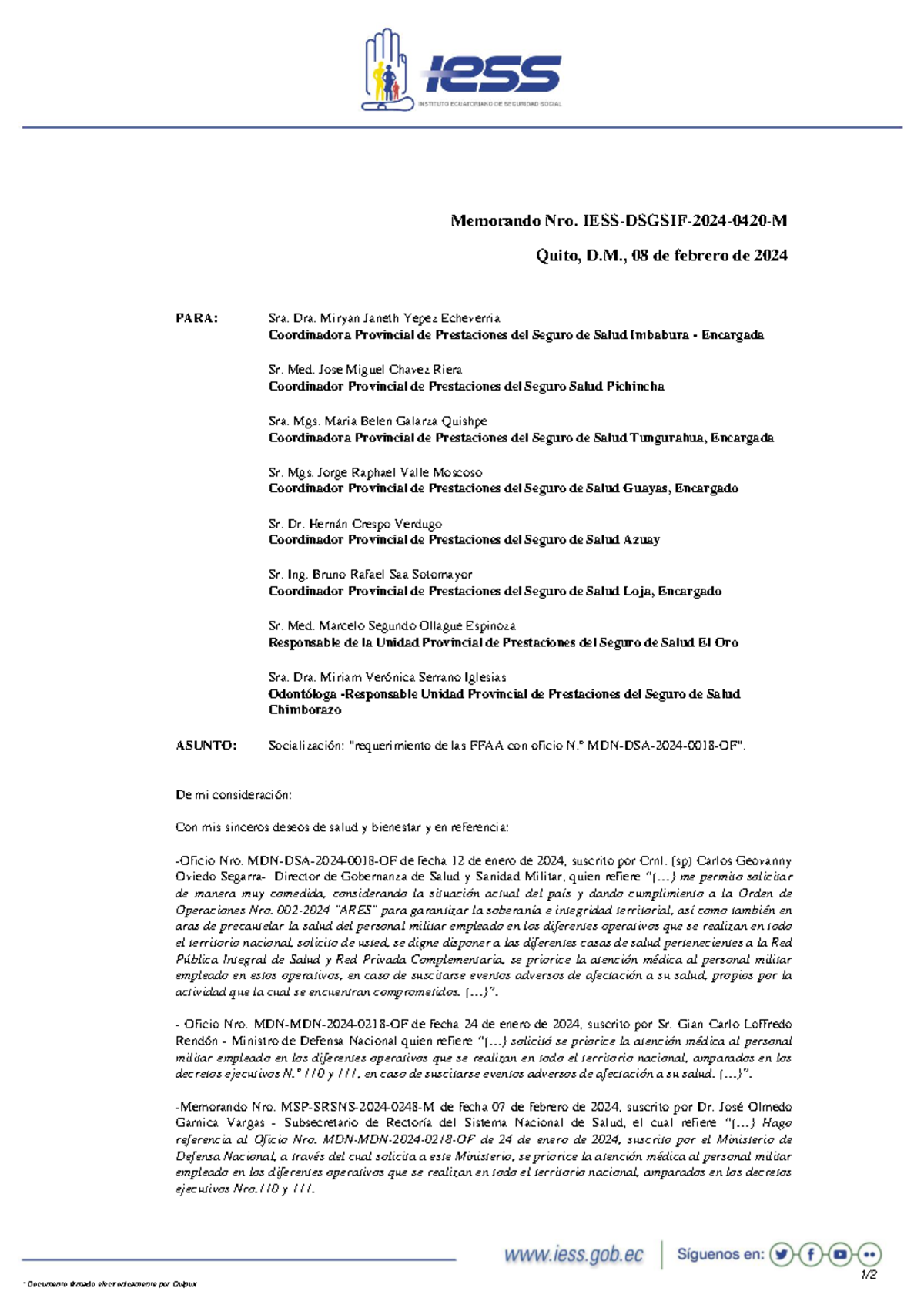 Iess dsgsif 2024 0420 m0419161001708009438 1 - Memorando Nro. IESS ...