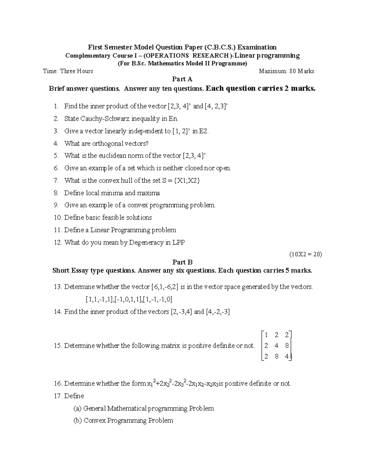 Complementary Course I – Operations Research Linear programming 1 ...