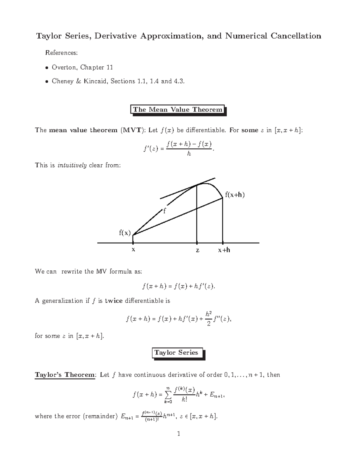 Taylor - The Mean Value Theorem Themean value theorem(MVT): Letf(x)be ...