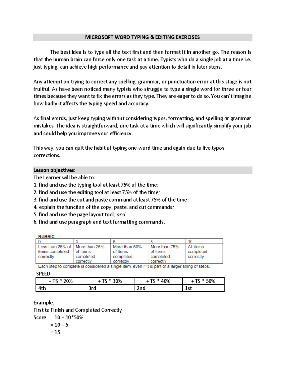 Copy of the Hands on Test using Word App - MICROSOFT WORD TYPING ...