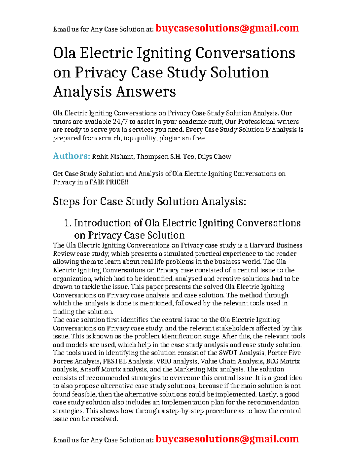 Case Solution Ola Electric Igniting Conversations on Privacy - Ola ...