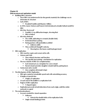 Bio 103 notes 3 - Prof Holloway - Chapter 12 Cell cycle Cell division o ...
