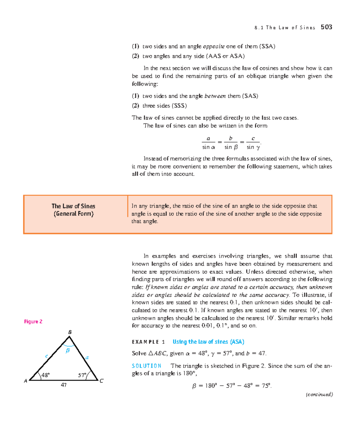 Algebra and Trigonometry with Analytic Geometry-53 - (1) two sides and ...