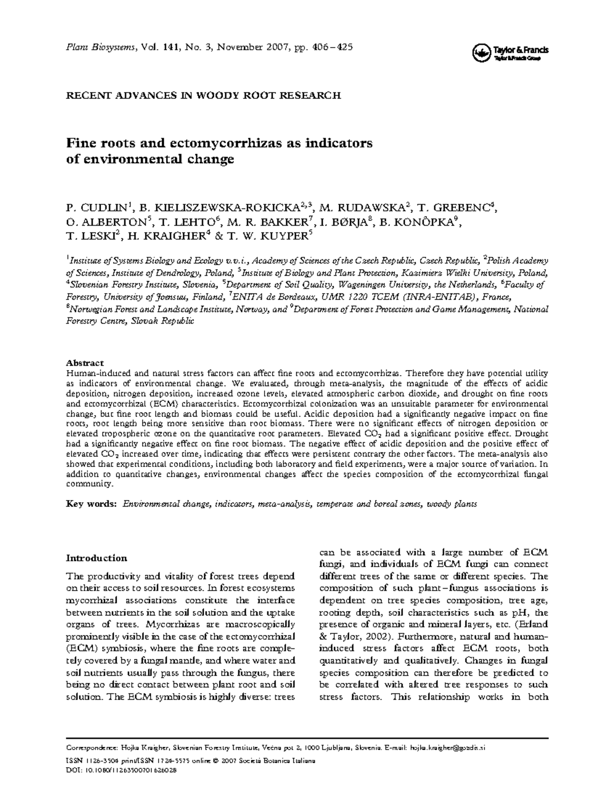 Fine roots and ectomycorrhizas as indica - RECENT ADVANCES IN WOODY ...