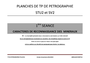 Planches TP Roches magmatiques - PLANCHES DE TP DE PETROGRAPHIE STU2 et SV 3 ère SEANCE ETUDE ...