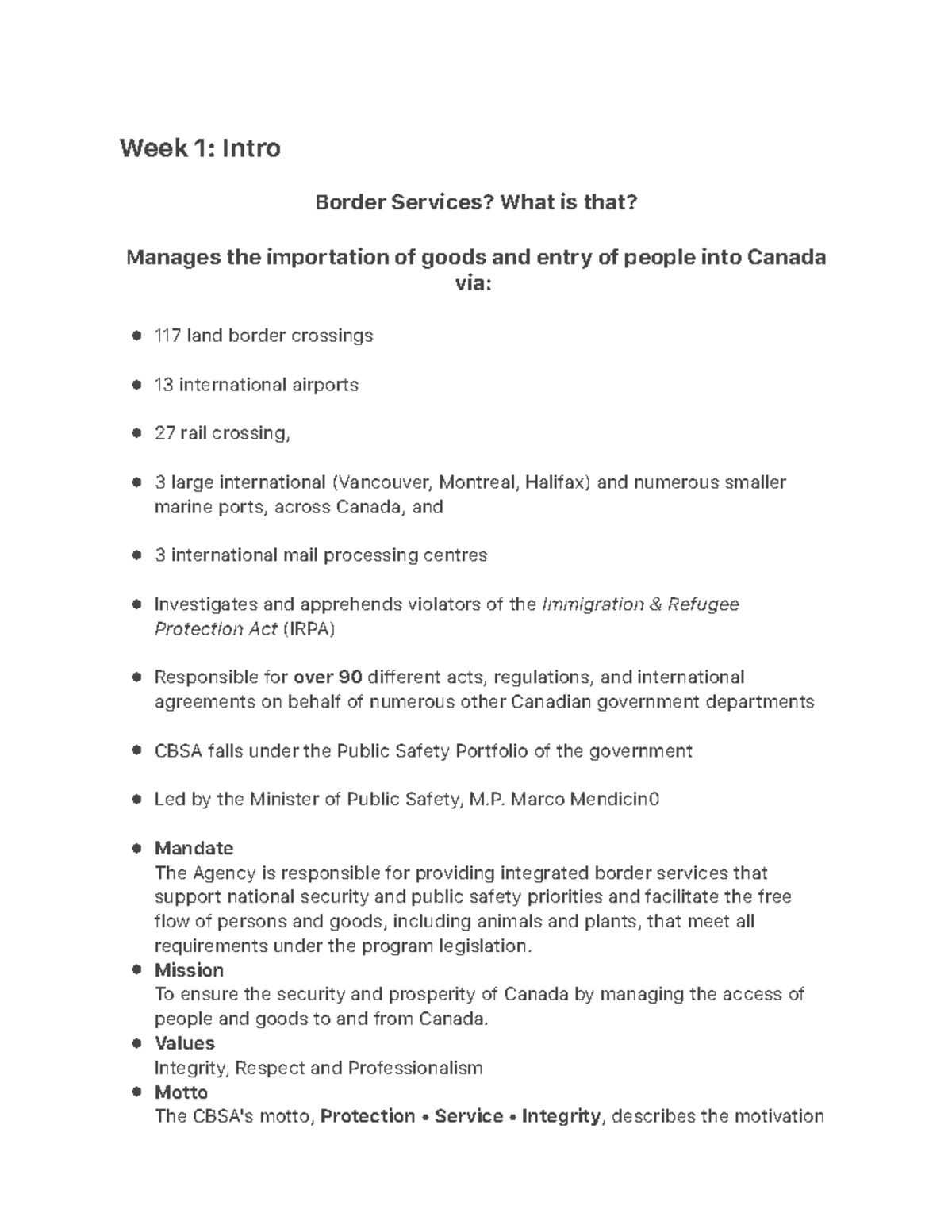 Week 1: Intro - Week 1: Intro Border Services? What is that? Manages ...