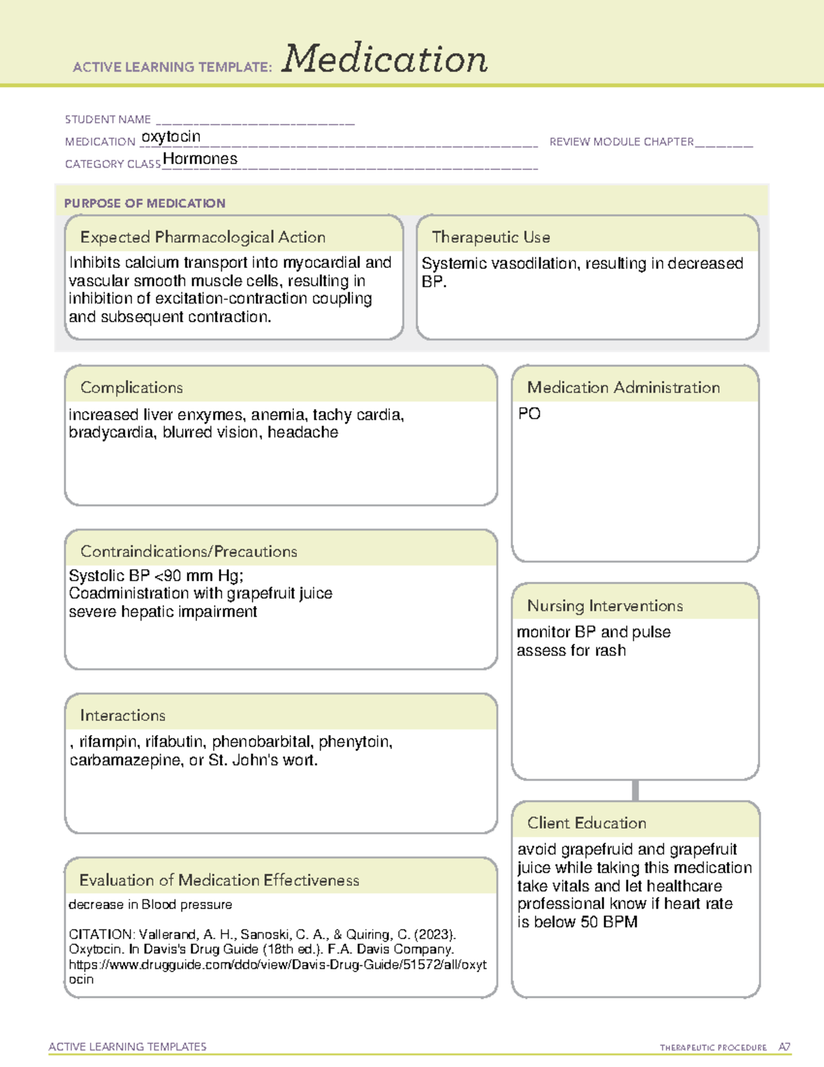 Procardia - med sheet - ACTIVE LEARNING TEMPLATES THERAPEUTIC PROCEDURE ...