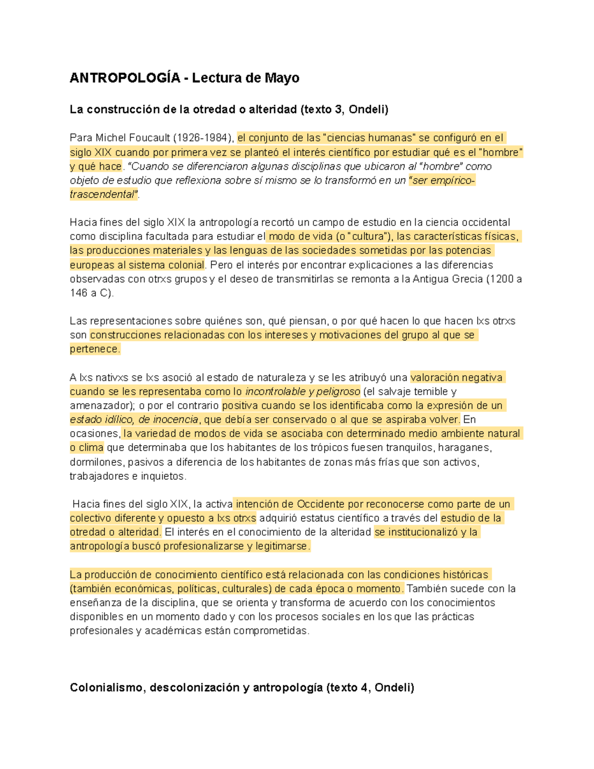 Antropología 1er parcial - ANTROPOLOGÍA - Lectura de Mayo La ...