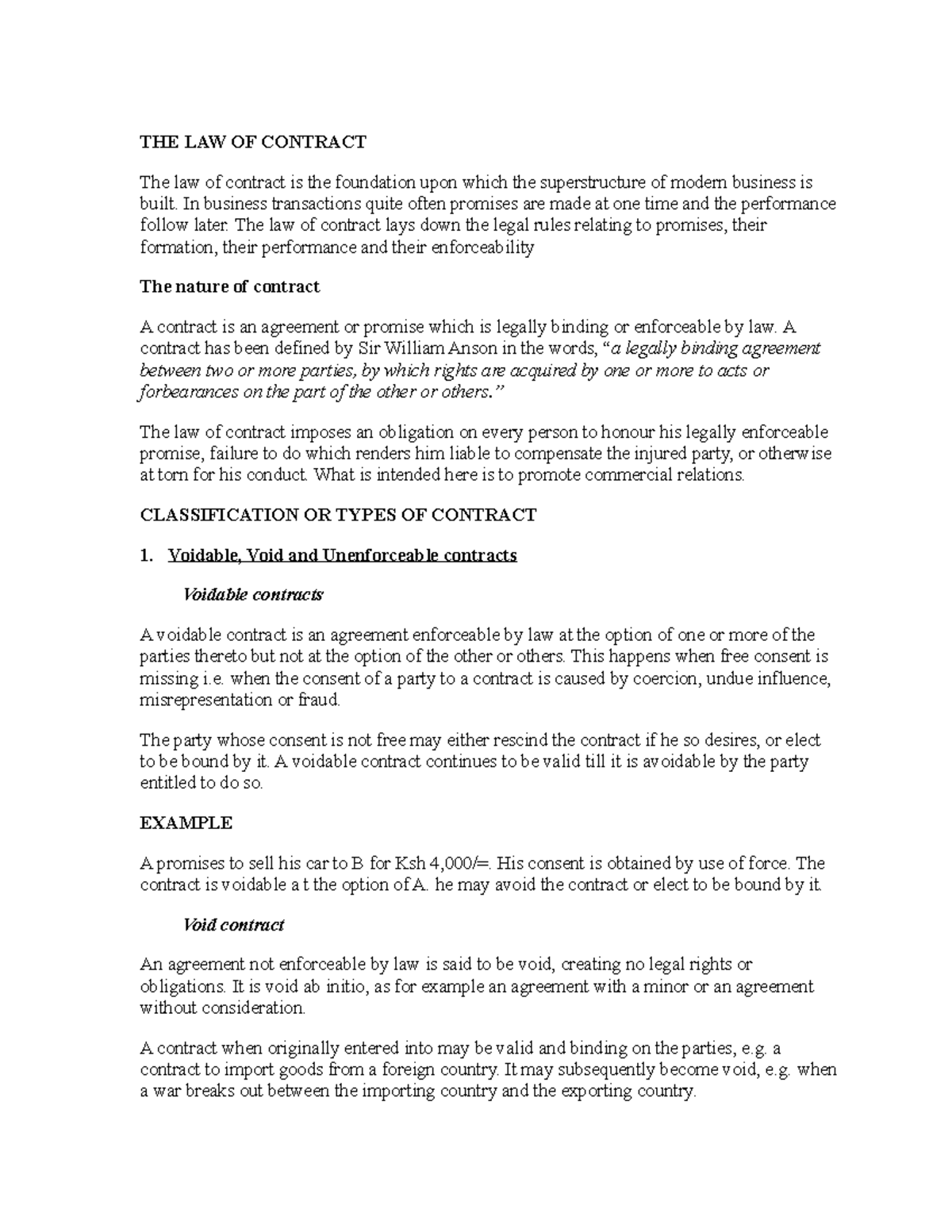 Community development - THE LAW OF CONTRACT The law of contract is the ...