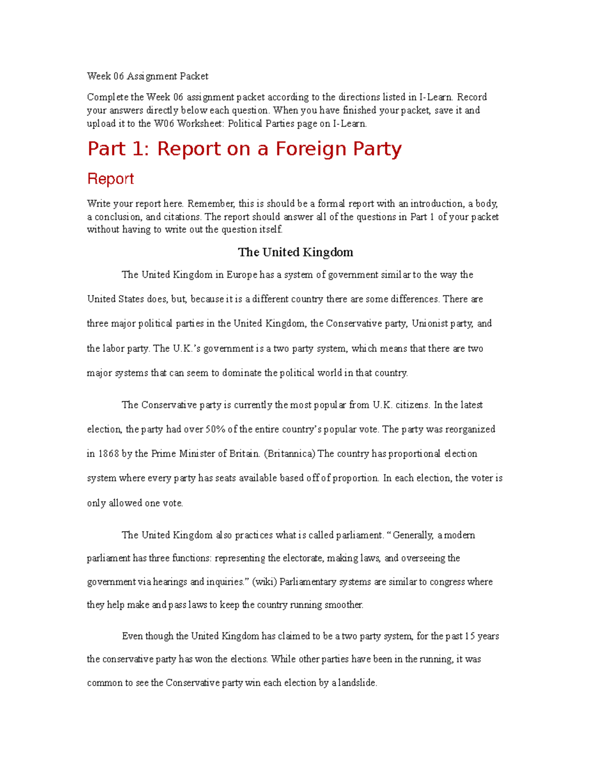 Polsc 110 Document Week06assignment Packet Week 06 Assignment Packet Complete The Week 06