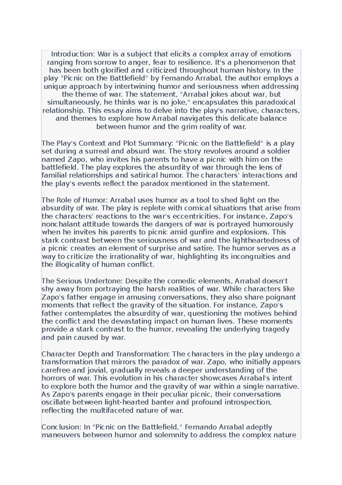 Nortshore - Just notes, i guess - Introduction: War is a subject that ...