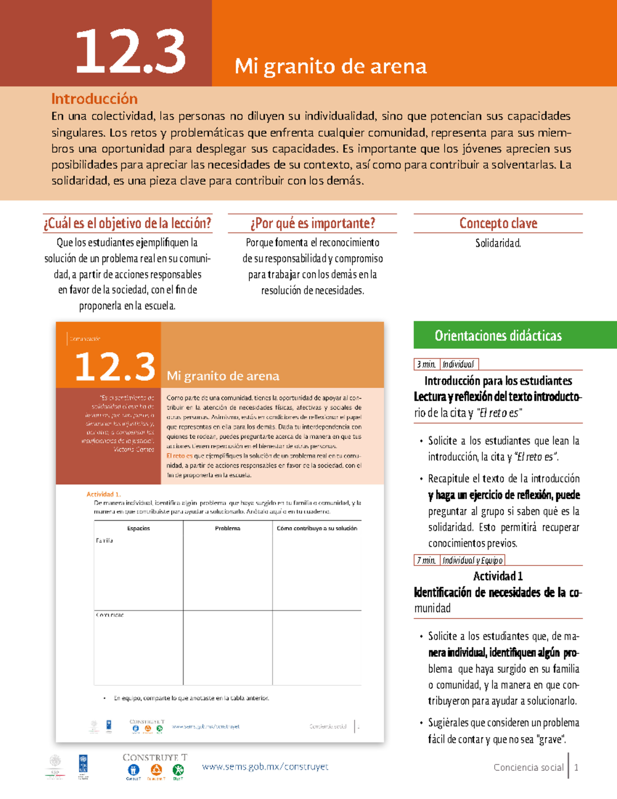 Construye-T 122 - 1 Lección 12 ¿Qué me llevo de este curso? Mi granito ...