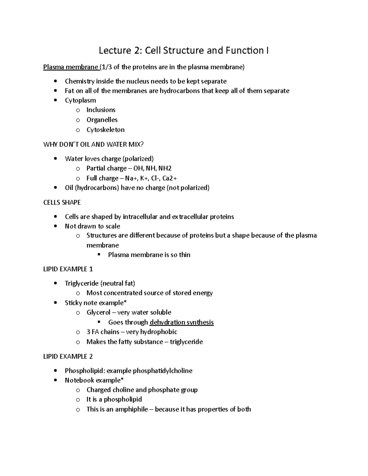 Cell Structure and Function I - .. o Cytoskeleton proteins (give the ...